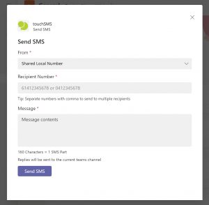 Microsoft Teams – Support | touchSMS